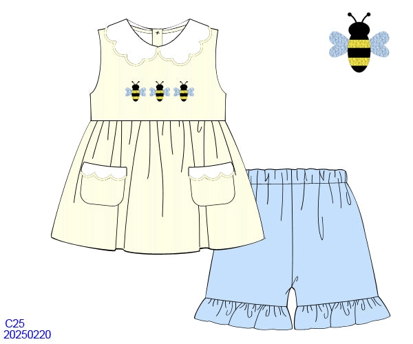 PRE SALE SHIPS LATE MAY: Bee Shorts Set – Tutti Frutti Kids Co